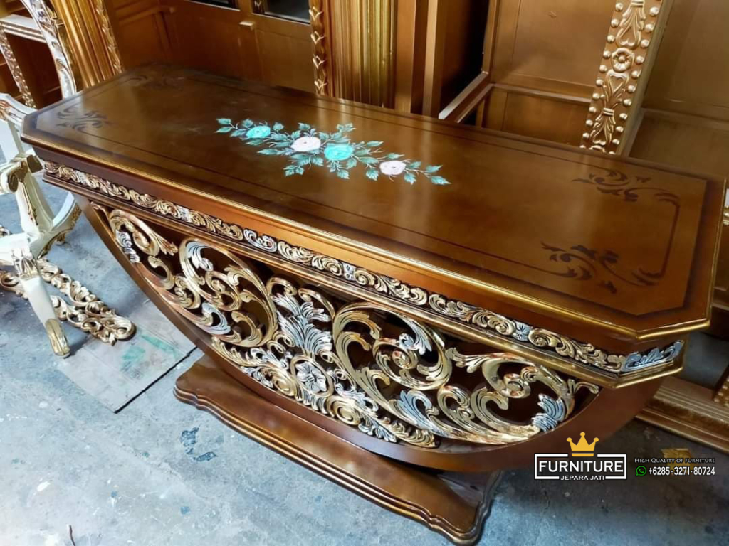 Meja Console Modern Ukir Kombinasi Lukis | Toko Mebel Jepa
