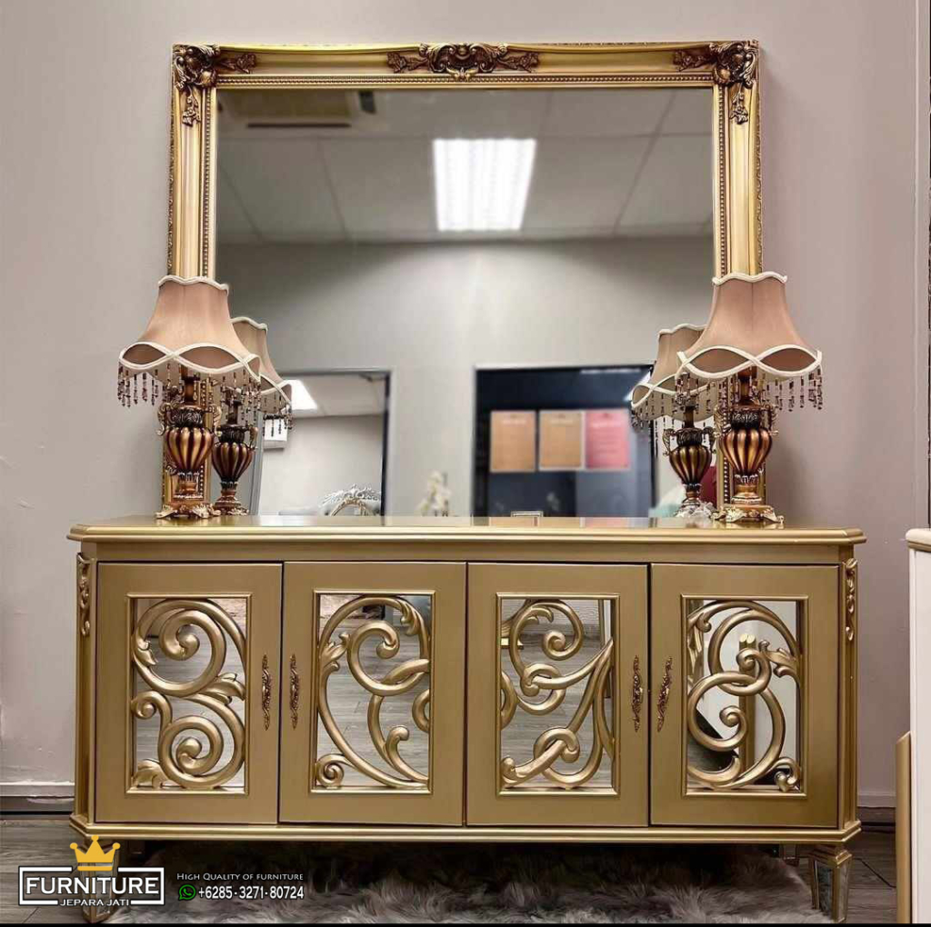 Meja Console Modern Mewah Minimalis Ukir | Toko Mebel